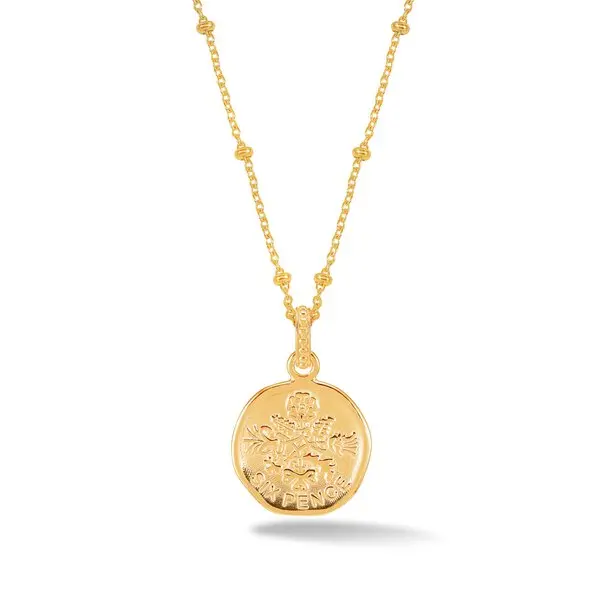 DOWER & HALL Lucky Sixpence Vermeil Pendant - Gold