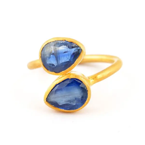 OPIUM JEWELS Gold Vermeil Kyanite Cocktail Ring - Gold/blue