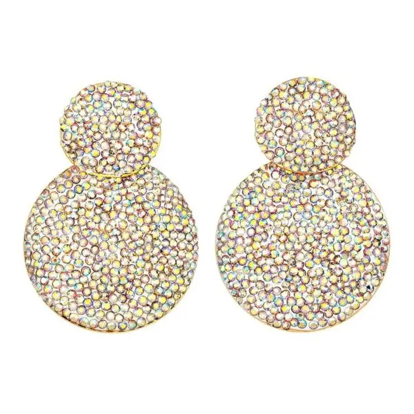 CRYSTALS AND CO A/b Crystal Double Drop Earrings - Gray/yellow