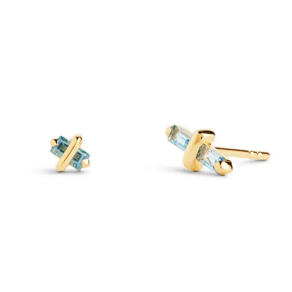 KASUN LONDON Candy Kiss November Topaz Vermeil Earrings - Blue/gold