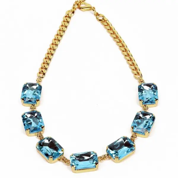 ADDICTED2 Pax Gold Plated Crystal Necklace - Gold/blue