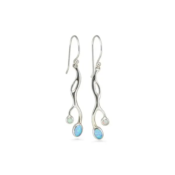 ISLA SILVER Blue And White Opalite Drop Earrings - Blue/silver