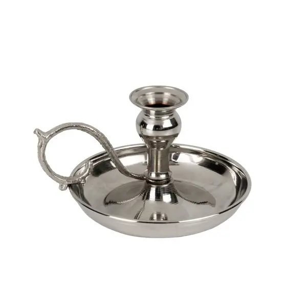 ANATOLIACRAFT Silver Solid Copper Candle Holder - White