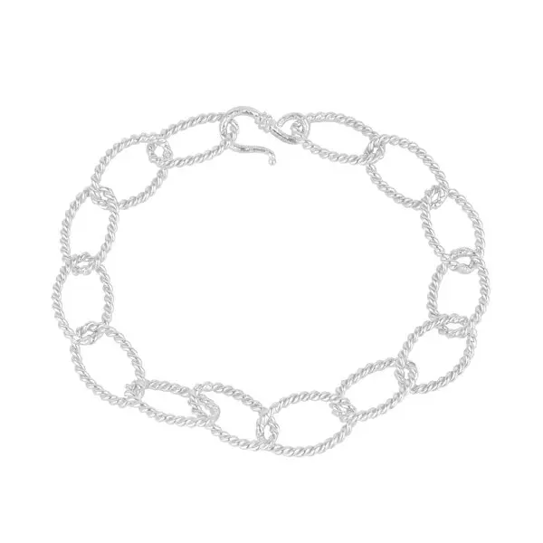 MEJOMA Twisted Elliptical Hoops Link Bracelet - Silver