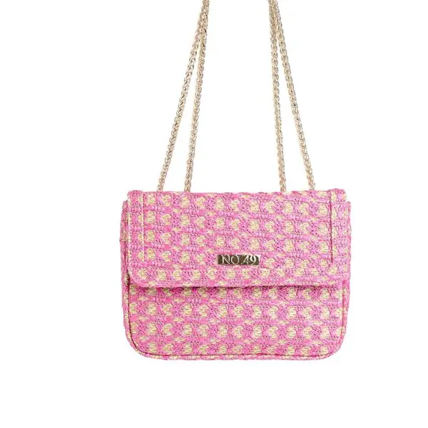 NO.49 HANDBAGS Sophia Raffia Shoulder Bag - Pink