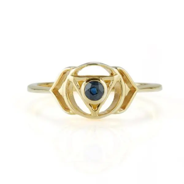 CHARLOTTE'S WEB JEWELLERY Third Eye Chakra Vermeil Ring With Sapphire - Gold