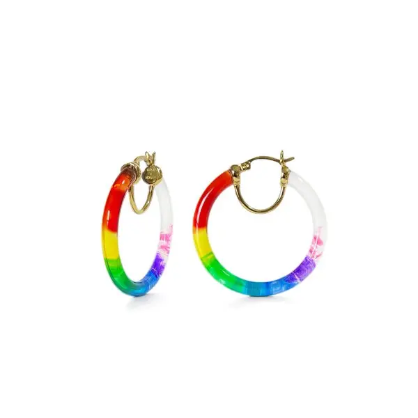 GOLD & HONEY Rainbow Tie-dye Hoop Earrings - Gray/yellow