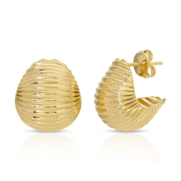 GLAMROCKS JEWELRY Nautilus Huggie Earrings - Gold