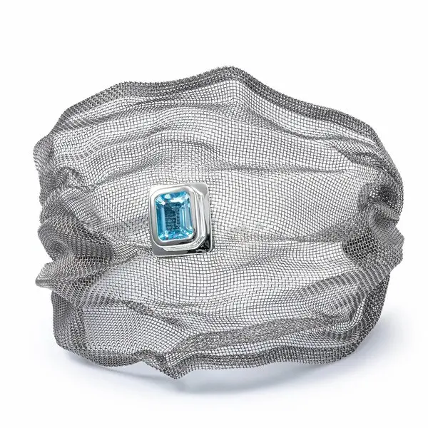 GERMAN KABIRSKI Silver And Titanium Mesh Bracelet With Blue Topaz - Silver/blue