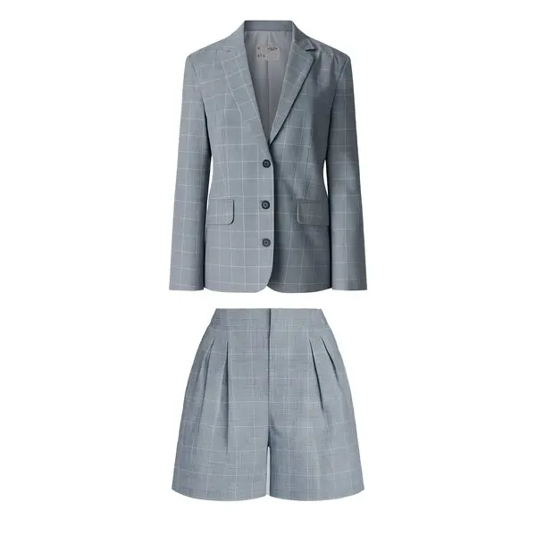 ATS THE LABEL Plaid Blazer And Shorts Set