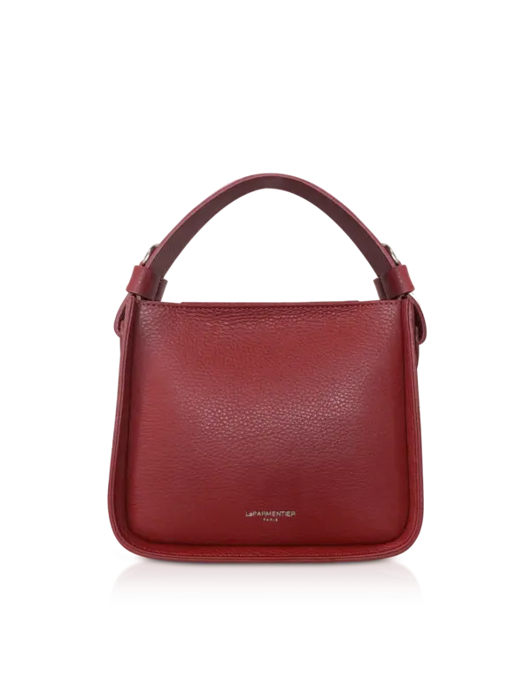 LE PARMENTIER Duplo Small Hammered Leather Top Handle Bag - Red