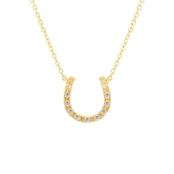 LEE RENEE Lucky Diamond Horseshoe Pendant Necklace - Gold