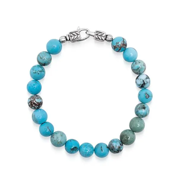 NIALAYA JEWELRY Turquoise Beaded Bracelet With Sterling Silver Clasp - Silver/blue