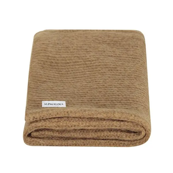ALPACA LOCA Neutrals Knitted Scarf/shawl Camel Alpaca Wool - Beige