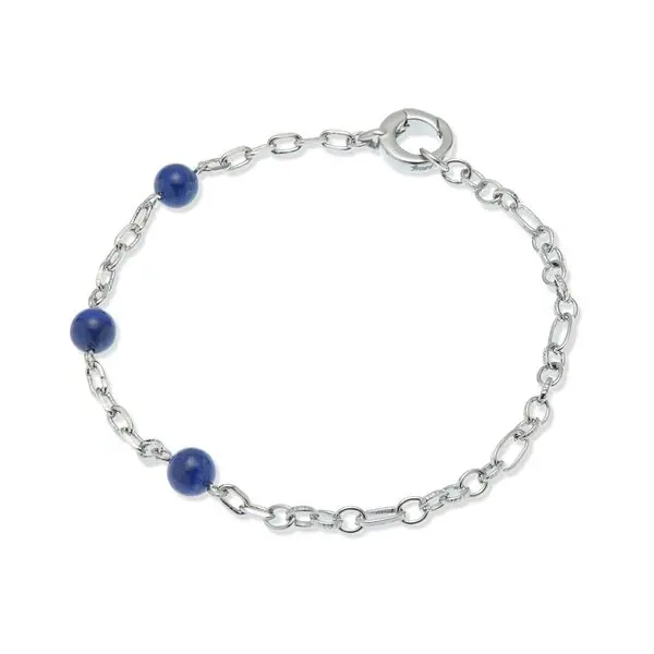 Grossé Platinum Plated Lapis Lazuli Gemstone Bracelet - Silver/blue
