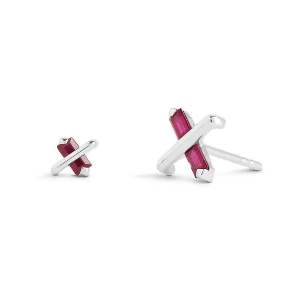 KASUN LONDON Butterfly Kiss Ruby Earrings - Red/silver
