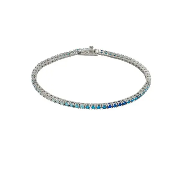 SPERO LONDON Sterling Silver Fine Tennis Bracelet - Blue/silver
