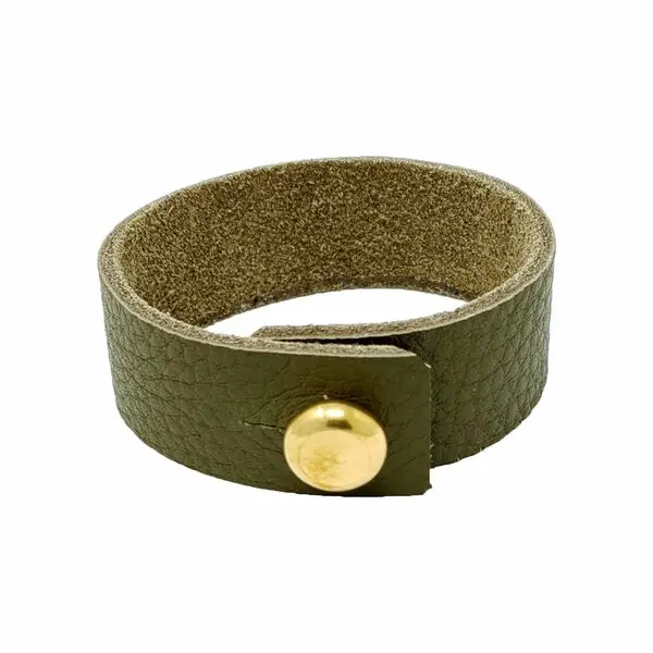 N'DAMUS LONDON Leather Bracelet With Brass Button - Green