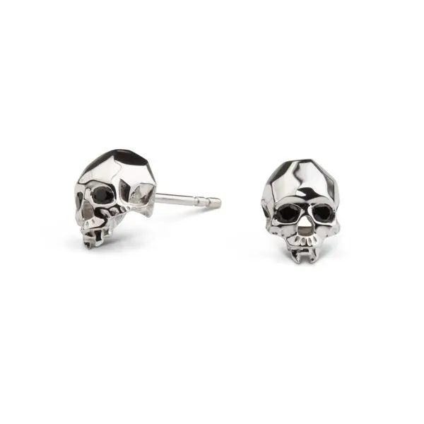 KASUN LONDON Vampire Skull Stud Earrings - Silver
