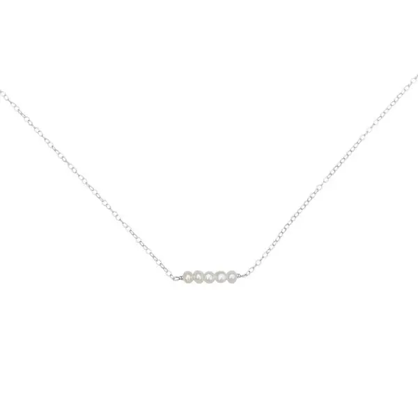 KIRI & BELLE Eliana Pearl Bar Sterling Necklace - Silver