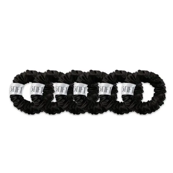 6FIFTYTWO® Mini Mulberry Silk Scrunchies Set - Black