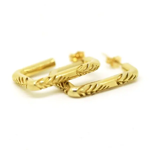 ETTA BURTON JEWELLERY Tropical Square Hoop Earrings - Gold