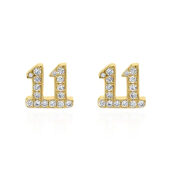 LUNA CHARLES Laila 11:11 Stud Earrings With Pave Crystals - Gold