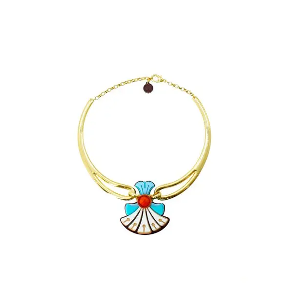 GISSA BICALHO Handmade Acrylic Collar Necklace - Blue/white