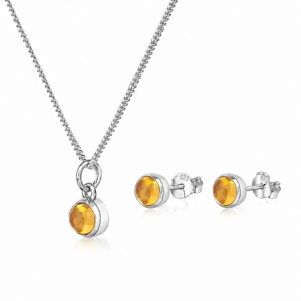 THE JEWELLERY STORE LONDON Sterling Silver Citrine Jewellery Set - Yellow/silver
