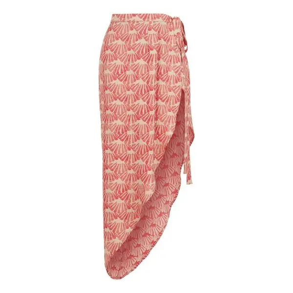 LILAMIE Palermo Side Slit Pareo Skirt - Red
