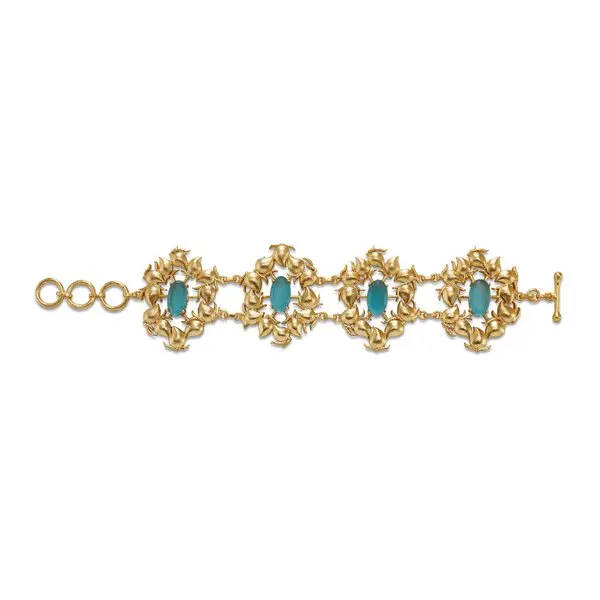 DHWANI BANSAL Adjustable Gold-plated Brass Bracelet - Gold/blue