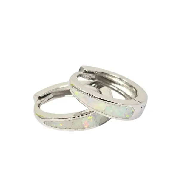 HARFI Tapered Huggie Hoop Earrings - White/silver