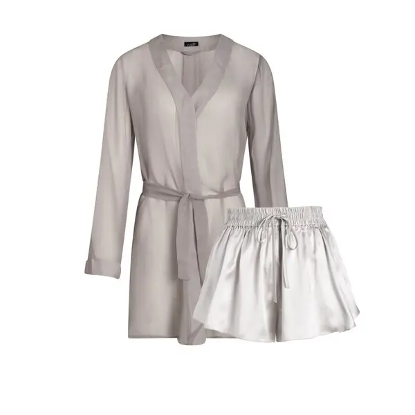 JE MÉRITE (I DESERVE) Shirt Dress & Tap Short Set - Grey/silver