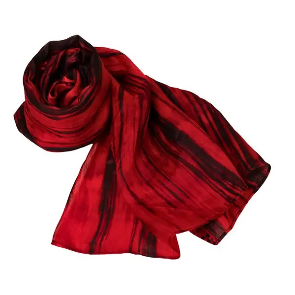 SILK AND BEARS Red / Black Red & Black Brushstroke Mulberry Silk Scarf – Hand-dyed - Red/black