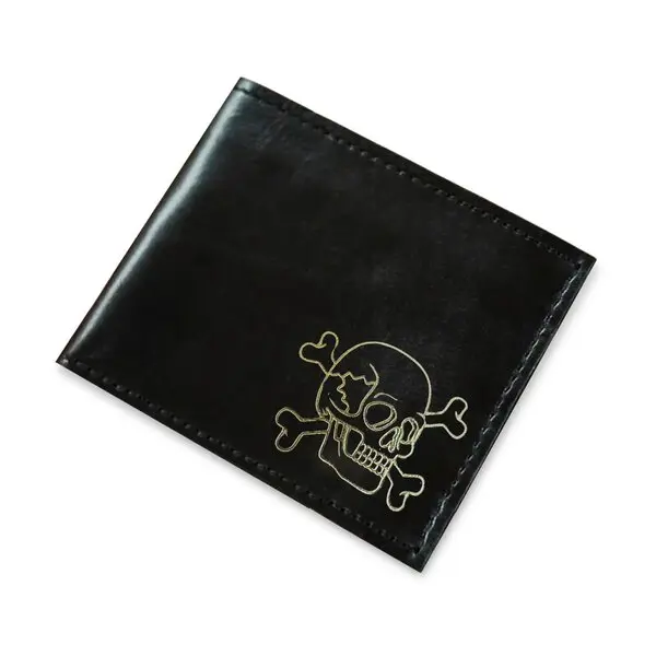 VIDA VIDA Skull Leather Card Wallet - Black