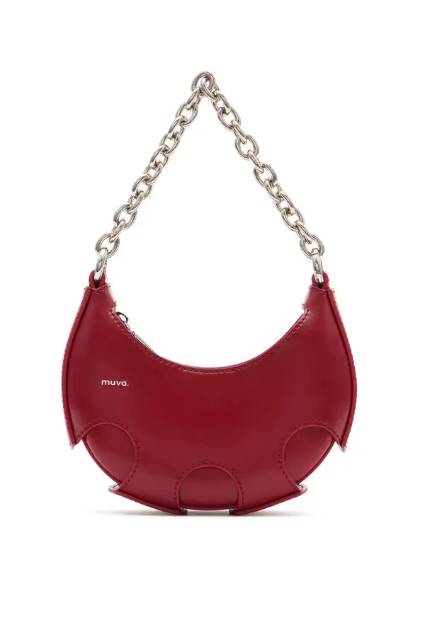 AMY LYNN Leather Crescent Mini Bag With Chain Strap - Red