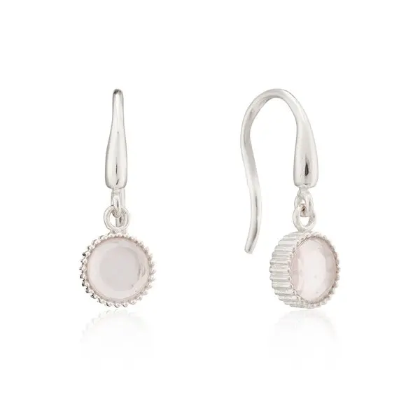 AUREE JEWELLERY Barcelona Rose Quartz Hook Earrings - Pink