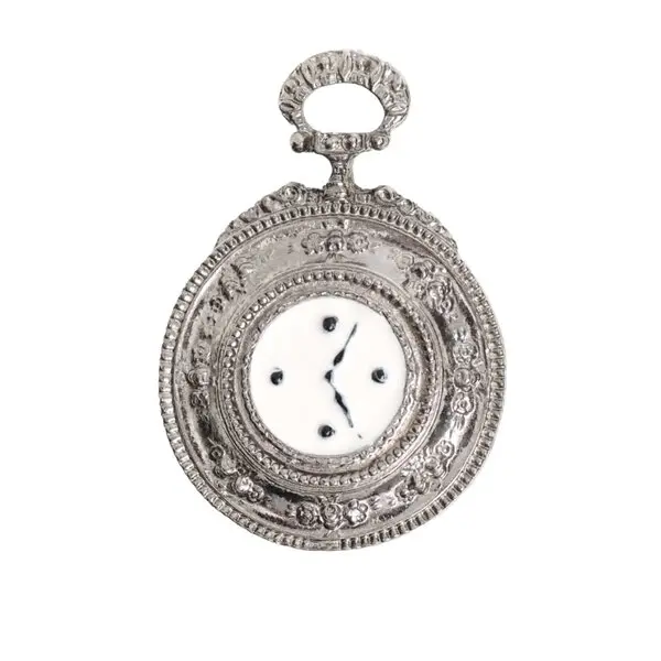 CARAMEL VINTAGE JEWELLERY Plated Pocket Watch Motif Brooch - Silver