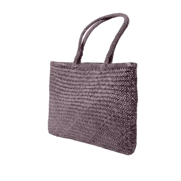 GODI. Buna Handwoven Leather Tote Bag - Purple
