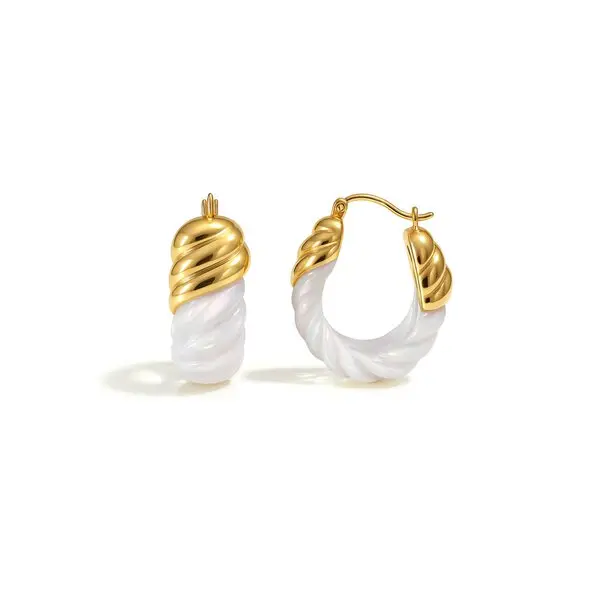 GOLD & HONEY White And Gold Pearl Rope Hoop Earrings - White/gold