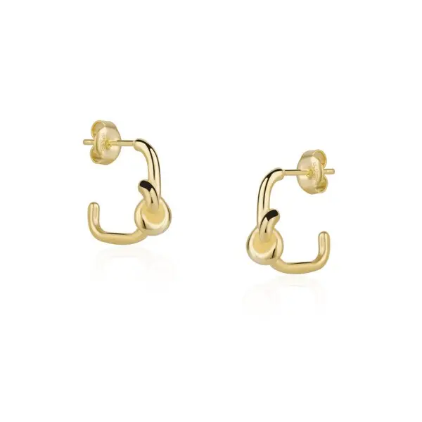 SPERO LONDON Semi Hoop Knot Sterling Silver Earrings - Gold