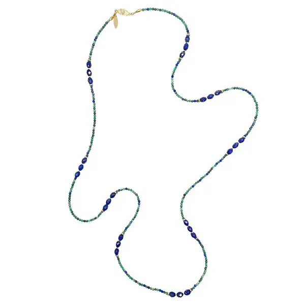 FARRA Phoenix Lapis Beaded Long Necklace - Blue