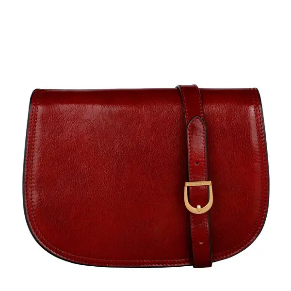 TIME RESISTANCE Moonfleet Leather Saddle Bag - Red