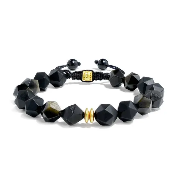 AWNL Onyx & Golden Obsidian Macrame Bracelet - Black