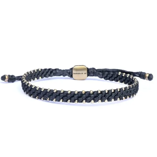 HARBOUR UK BRACELETS Rope And Bronze Beaded Bracelet - Black