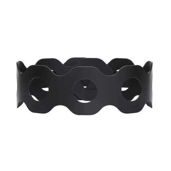 HAUTE CUIR Elowen Wide Leather Belt With Cut-outs - Black