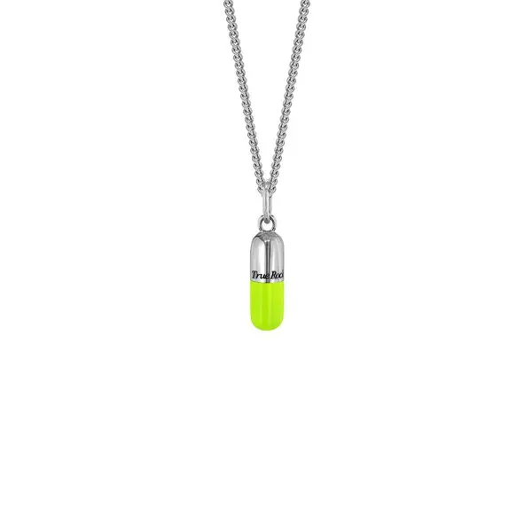 TRUE ROCKS Sterling Silver Mini Pill Pendant Necklace - Silver/green
