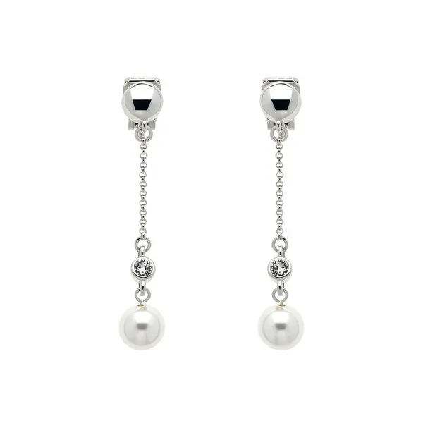 EMMA HOLLAND JEWELLERY Platinum Chain Clip Earrings - White/silver