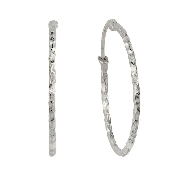CHARLOTTE'S WEB JEWELLERY Jodhpur Hammered Hoop Earrings - Silver
