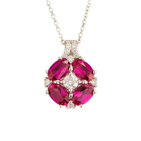 JUVETTI  Pristi Ruby And Diamond Necklace - White/red